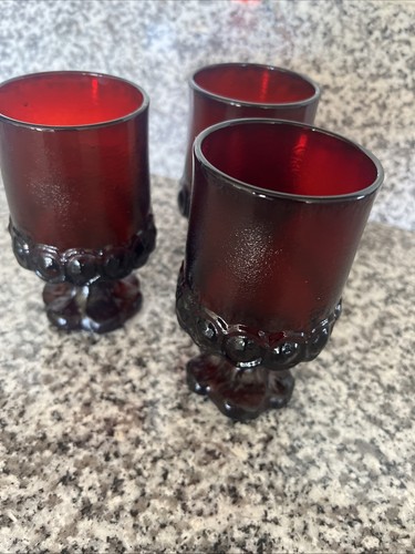 3 TIFFIN Franciscan Madeira Red Ruby Rancho Wine Juice Glasses Goblets ...