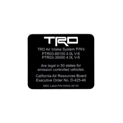New TRD Cold Air Intake Carb Decal - 4Runner FJ Tacoma w/ 4.0L Engine ...