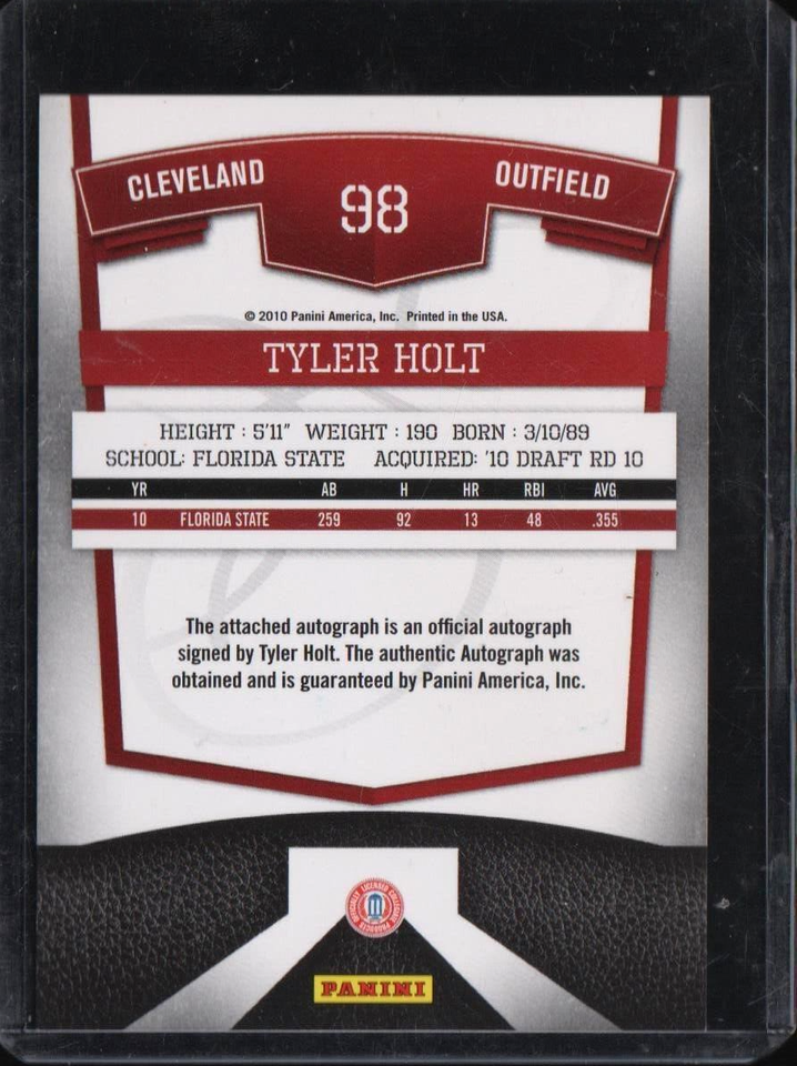 Tyler Holt (Indians) 2010 Donruss Elite Franchise Futures Rookie ...