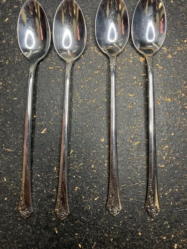 4 Oneida Damask Rose Stainless Iced Tea Spoons Htf | eBay