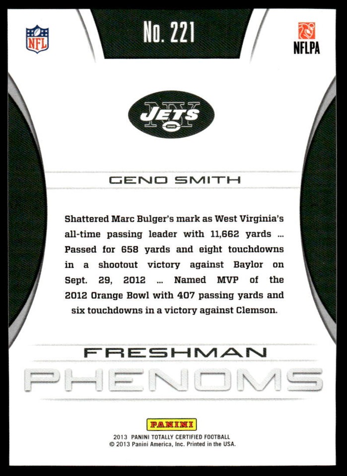 2013 TOTALLY CERTIFIED GENO SMITH 221 MINT RC TOTALLY RED SEATTLE ...