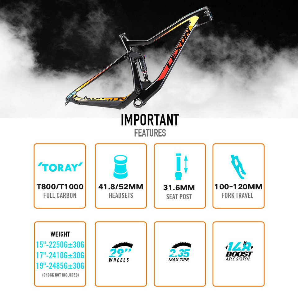 27.5in/29in Carbon MTB Frame Boost 148mm XC Bicycle Trial Suspension ...