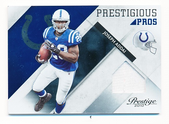 JOSEPH ADDAI 2010 PRESTIGE PRESTIGOUS PROS #27 SP JERSEY PATCH COLTS ...