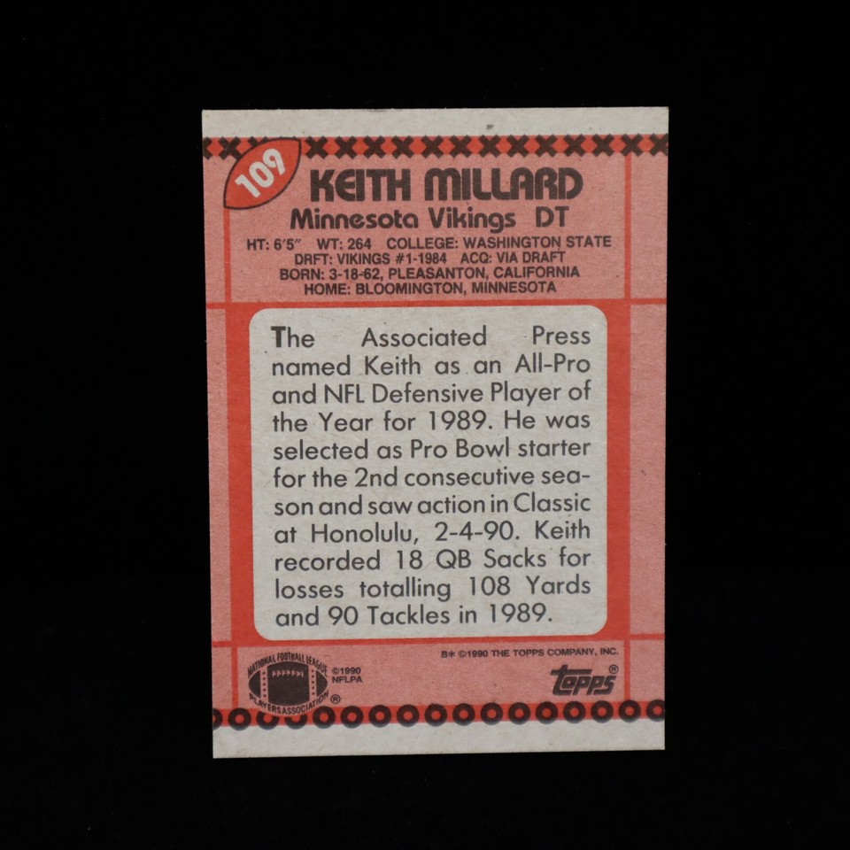 1990 Keith Millard Minnesota Vikings Topps #109 | eBay