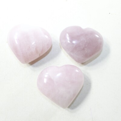 3 Rose Quartz Hearts Combined Weight of 255 Grams #3441 Gemstone Hearts ...