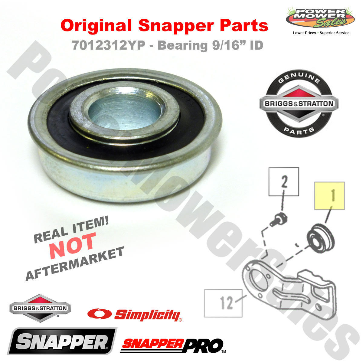 OEM Snapper Bearing 9/16" ID for Rear Wheel Bracket - 7012312YP | eBay