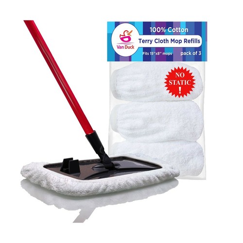 VanDuck 100% Cotton Terry Mop Pads Clean Hardwood Flooring Laminate ...