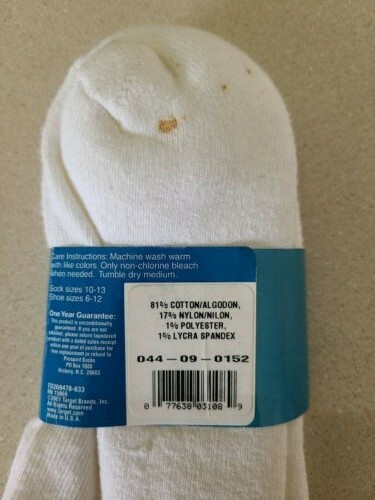 Prospirit Men's Quarter Socks 2 Pair White Soft Cushion Comfort Size 10 ...