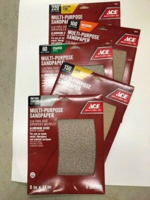 full sheet multi-purpose SANDPAPER ASSORTED GRITS 24 sheets 9" x 11 ...