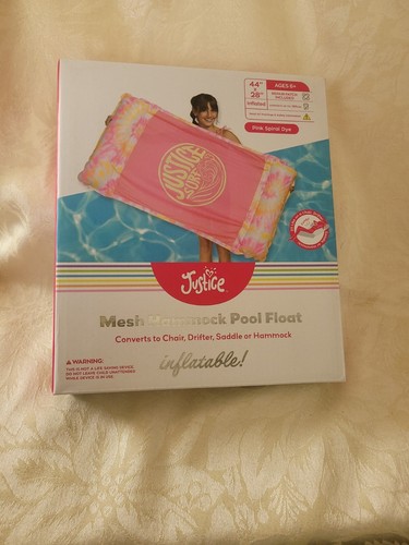 JUSTICE INFLATABLE MESH HAMMOCK POOL FLOAT CONVERTS TO CHAIR DRIFTER ...