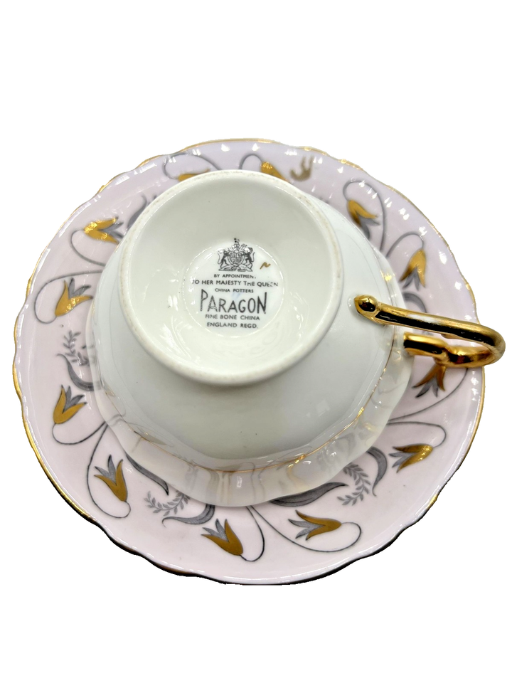 Paragon Tea Cup And Saucer Pink Blush, Wide Mouth Gold Gilt By ...