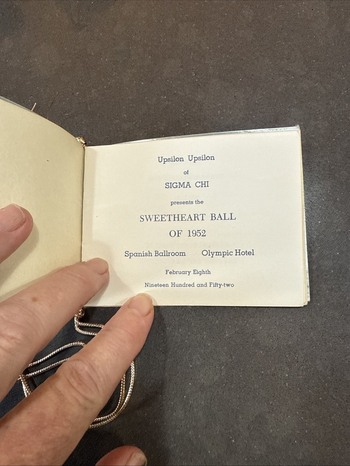 1952 Sigma Chi Sweetheart Ball Dance Card/program Olympic Hotel Seattle ...