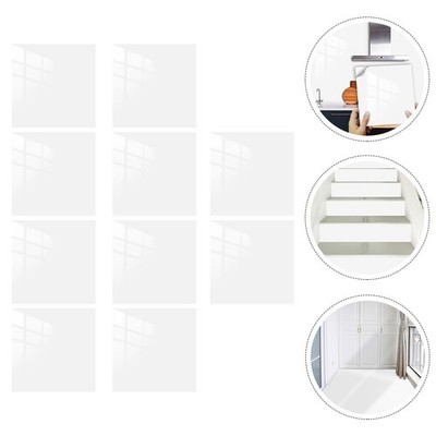 10 Sheets White Tile Stickers Decorative Wall Decals Bathroom ...