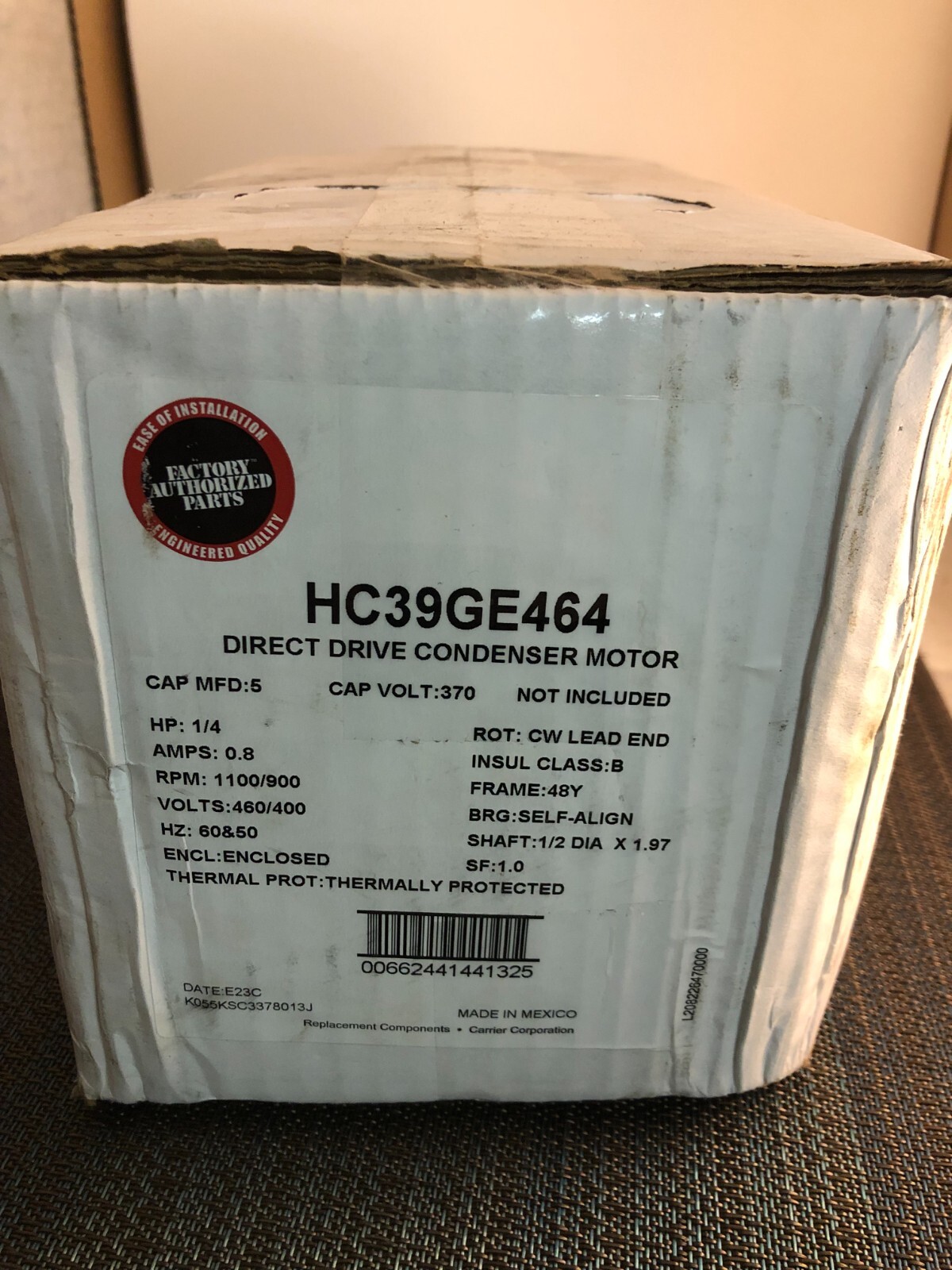 Carrier HC39GE464 Motor 1/4 HP 460v 1100 RPM for sale online | eBay