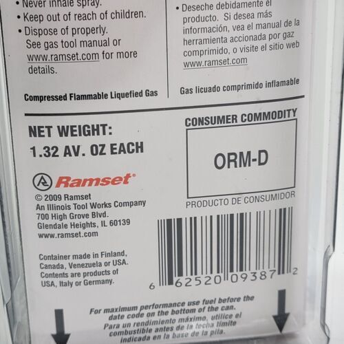 ITW Ramset Red Head T3FUEL2 T3 Fuel Cell (2pk) Single Shot & Magazine ...