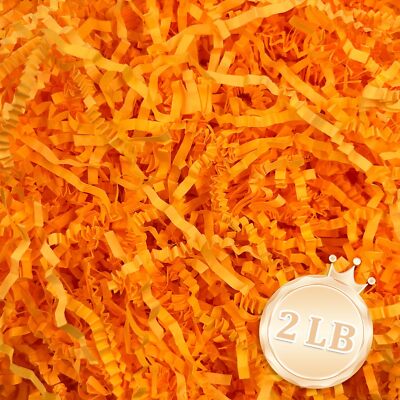 2 LB Fluorescent Orange Crinkle Cut Paper Shred Filler Great for Gift ...