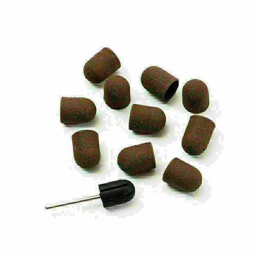 10Pcs Manicure Sanding Caps 1Pc Rubber Mandrel Grip For Nail Art Drill ...