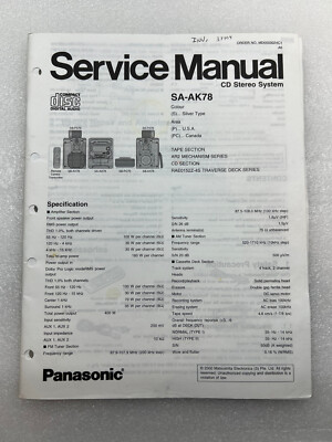 Panasonic SA-AK78 Copy of Service Manual from Panasonic Free Shipping ...