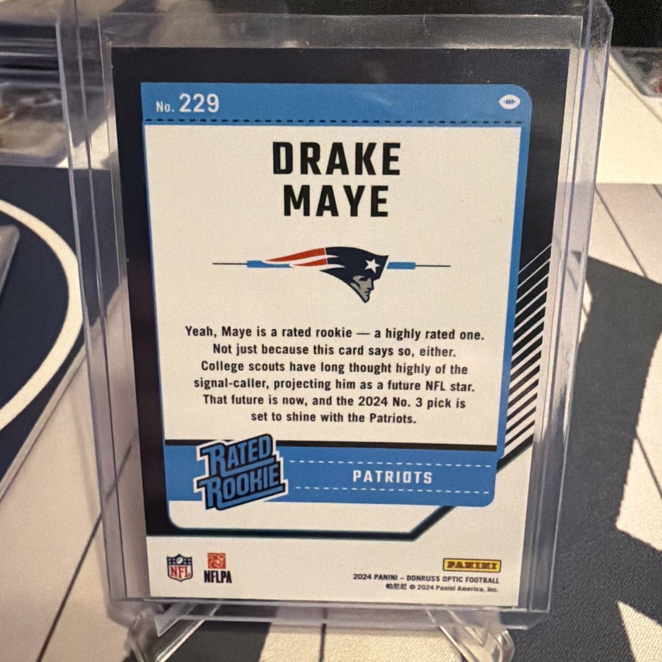 2024 Panini Donruss Optic Drake Maye Rated Rookie Base RC #229 Patriots ...
