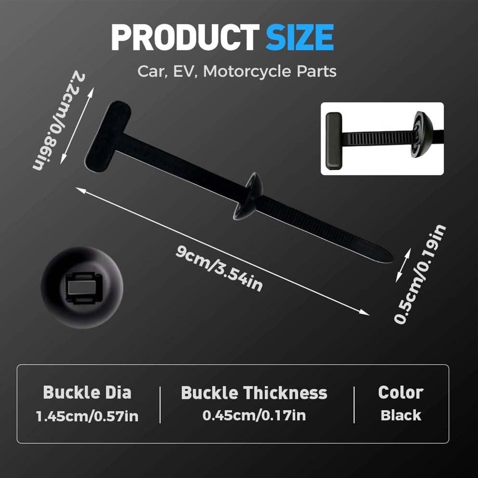 Car Nylon Tie Wrap Push Mount Cable Ties Winged Car Chassis Nylon Zip ...