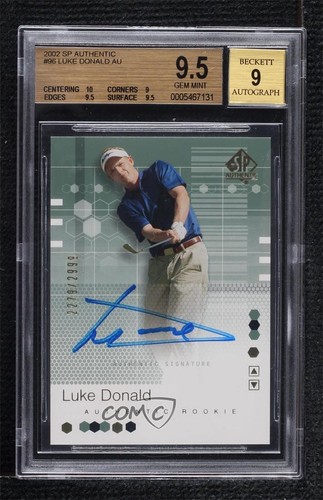2002 SP Authentic Signature /2999 Luke Donald BGS 9.5 GEM MINT Rookie ...