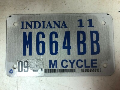 2011 INDIANA Motorcycle License Plate M664-BB | eBay