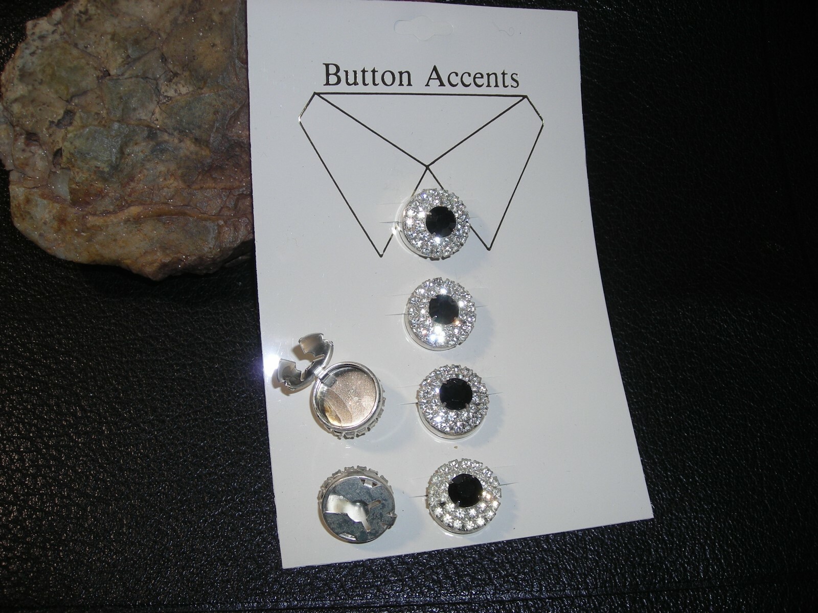 VINTAGE ACCENT RETRO CLEAR DECO RHINESTONE BUTTON COVERS 1970'S ...