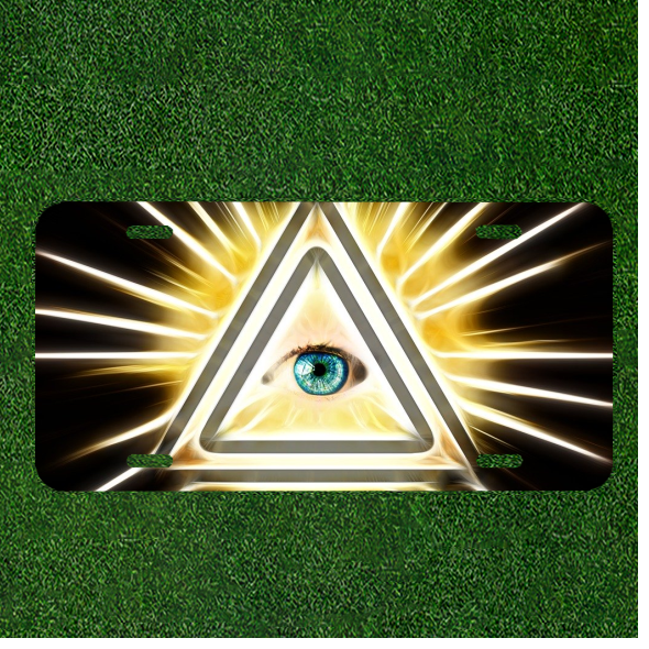 Custom Personalized License Plate Auto Tag With White Pyramid Blue Eye ...