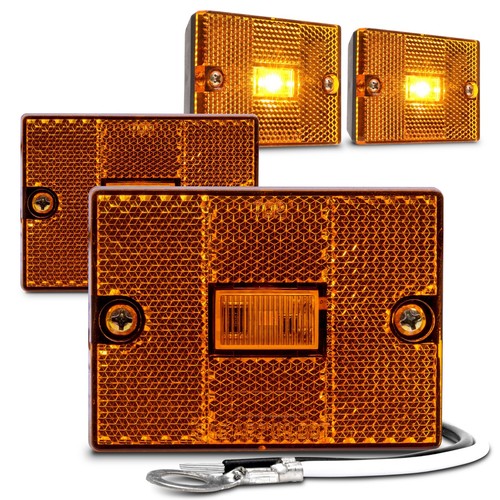 4pc DOT Stud-Mount Amber LED Side Marker Light for Utility Boat ...