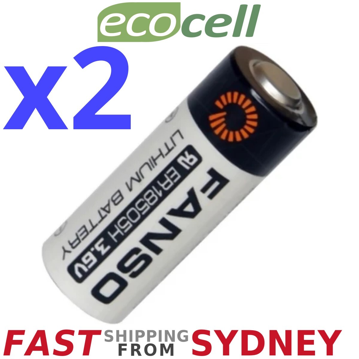 2x 3.6V Fat A Size Lithium Battery 4Ah, Bobbin Type, Fanso ER18505H ...