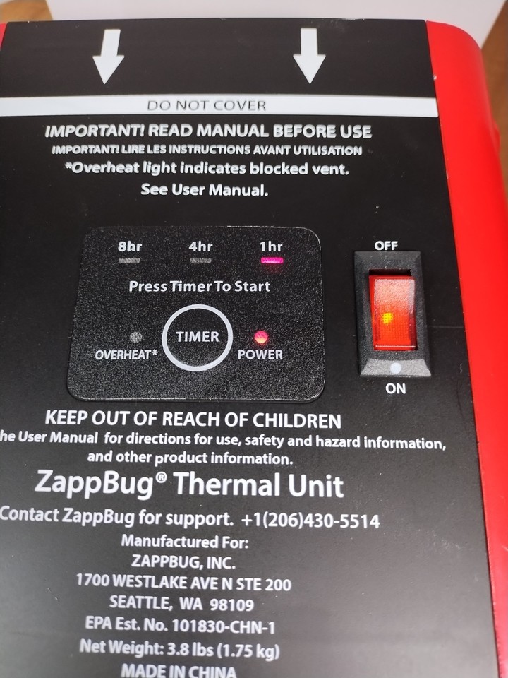 Zappbug Ceramic Fan Heater Bed Bug Exterminating Heater PTC-150G / Open ...