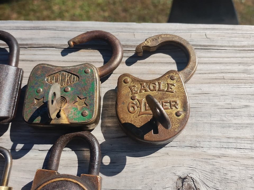 (6) Vintage Slaymaker, Lockit, Eagle, Rust Proof , Padlocks with Keys ...