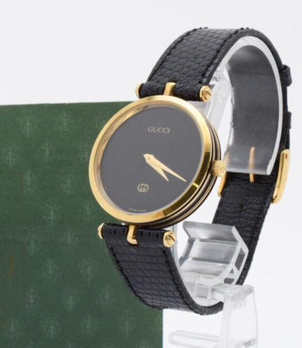 ️Vintage【N MINT】 GUCCI 2000M Black Dial Quartz Gold Mens Unisex Watch ...
