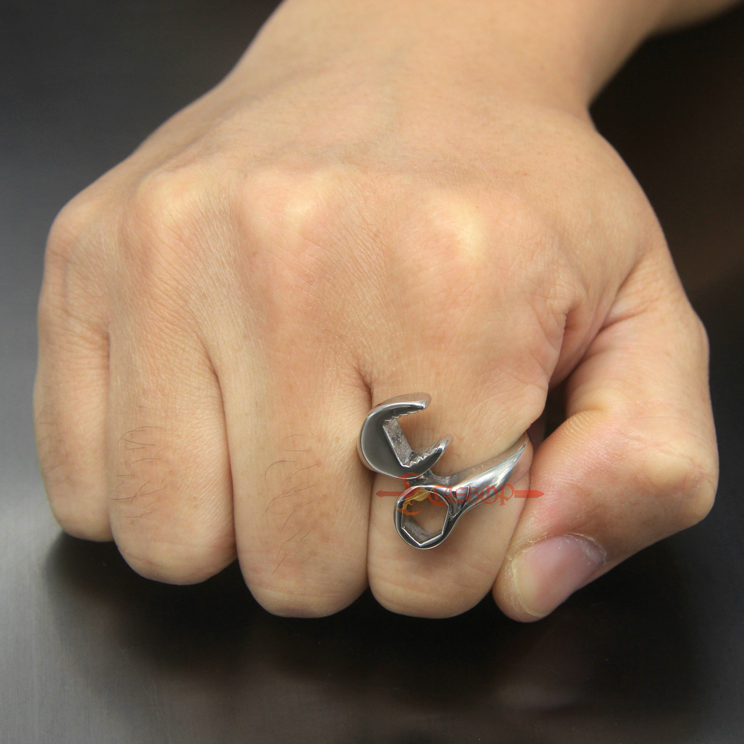 Men's 316L Stainless Steel Wrench Ring Artistic Mechanic Tool Silver ...