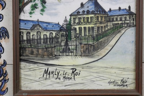 Christian MAHE (XXe) Plaque en céramique Mairie de Marly Le Roi Ile-de ...