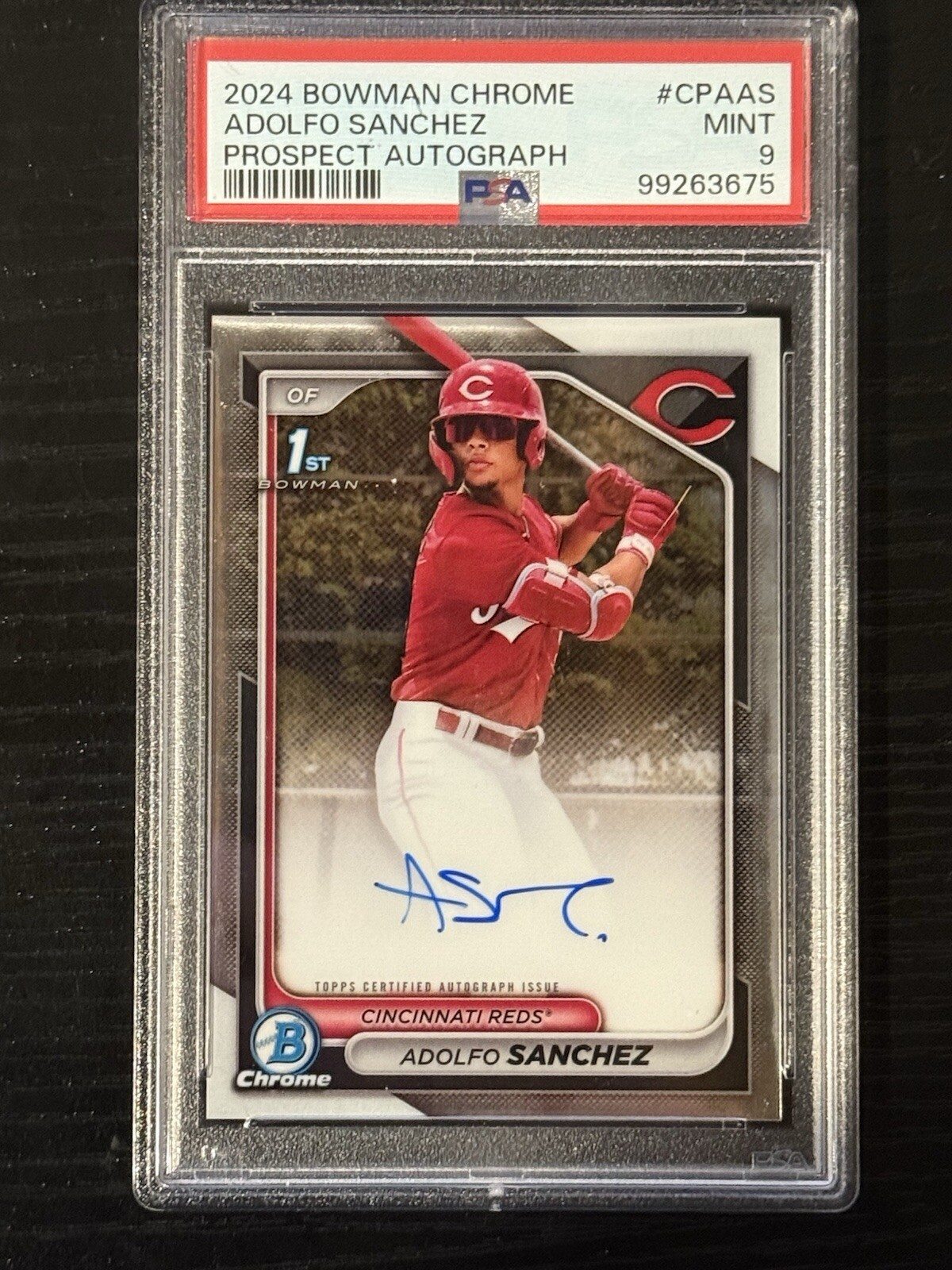 2024 Bowman Chrome Adolfo Sanchez 1st Bowman Autograph PSA 9 MINT Reds ...