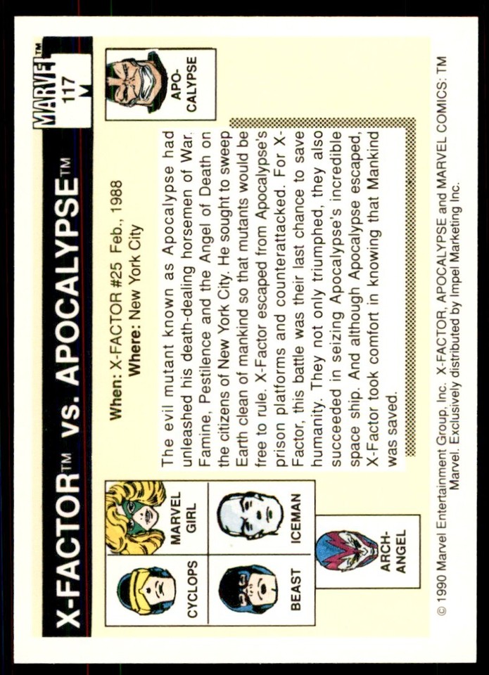 1990 MARVEL COMICS* X-FACTOR VS APOCALYPSE #117. | eBay