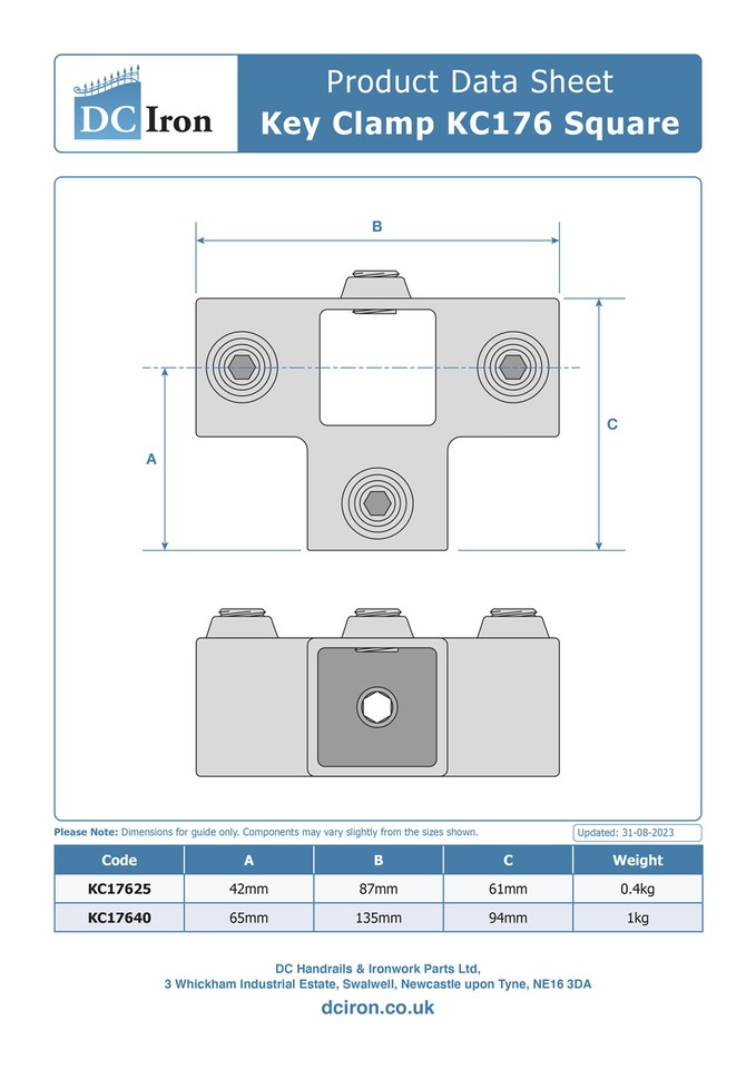 Industrial Handrail Galvanised Mild Steel Square Key Clamp Fittings Box ...