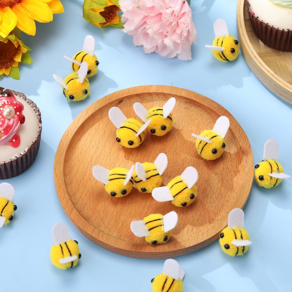 Felt Bees Bulk Craft Ball Bees Cute Plush Bees for Crafts DIY Baby ...