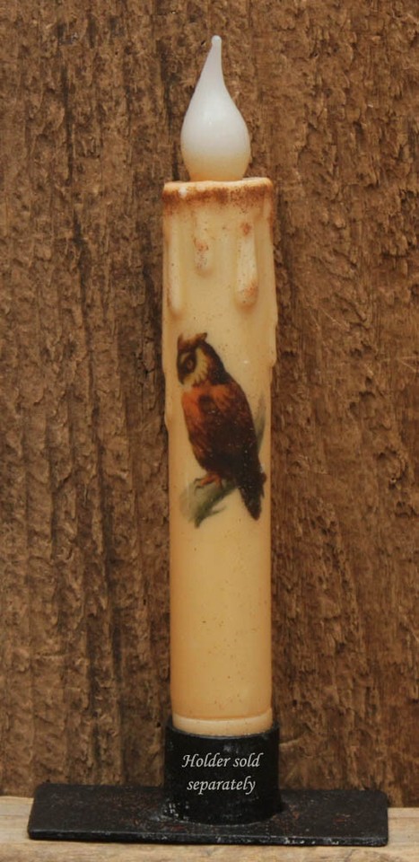 Set of 2 - Primitive 6.5" HOOT OWL LED TIMER Candle Taper - Grungy ...