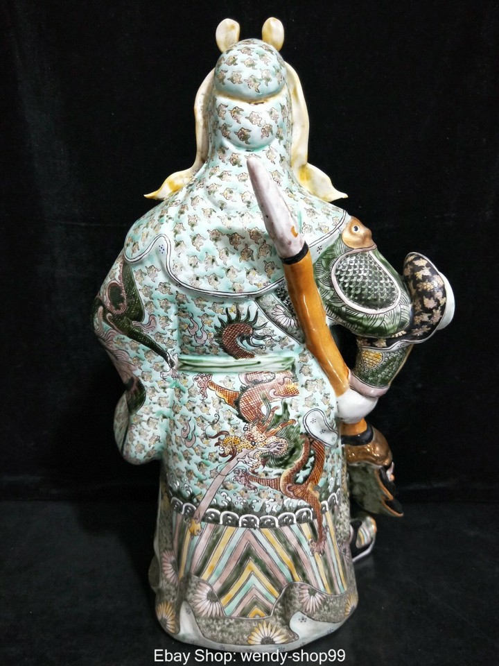 Old Qing Qianlong Year Ccolor Porcelain Dragon Guan Gong Yu Warrior God ...