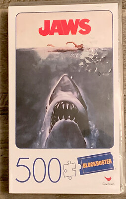 JAWS Puzzle 500pcs Blockbuster 18" x 24" Retro case New Sealed! | eBay