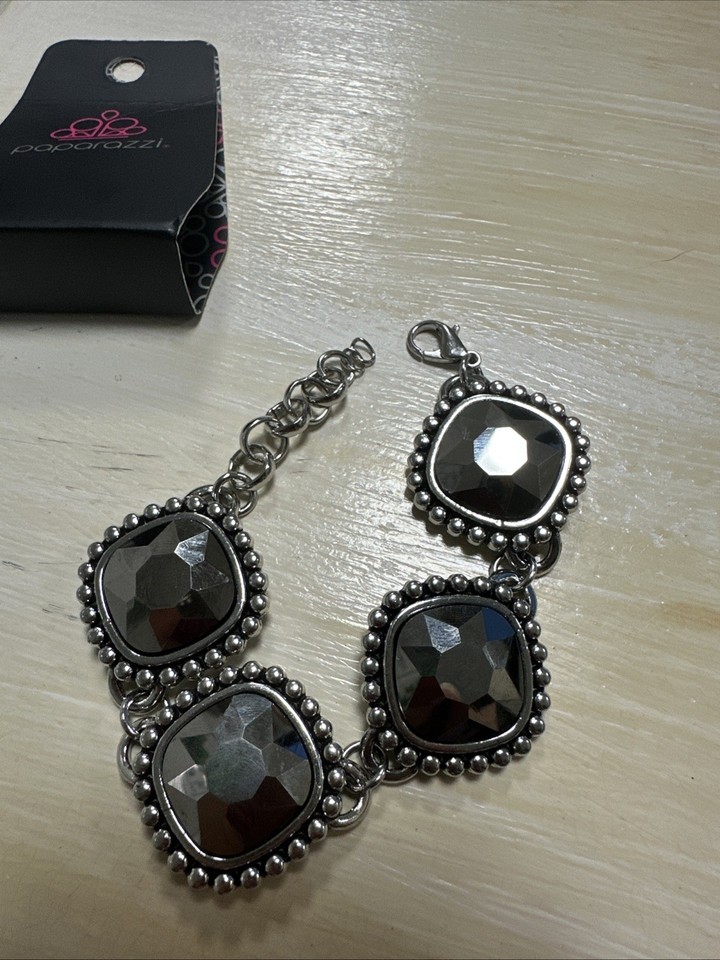 Paparazzi: Back To BACK Stacks - Silver tone geometric dangle Bracelet ...