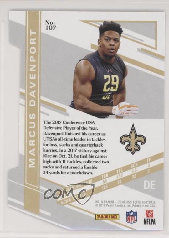 2018 Donruss Elite Rookies Aspirations Die-Cut /24 Marcus Davenport ...