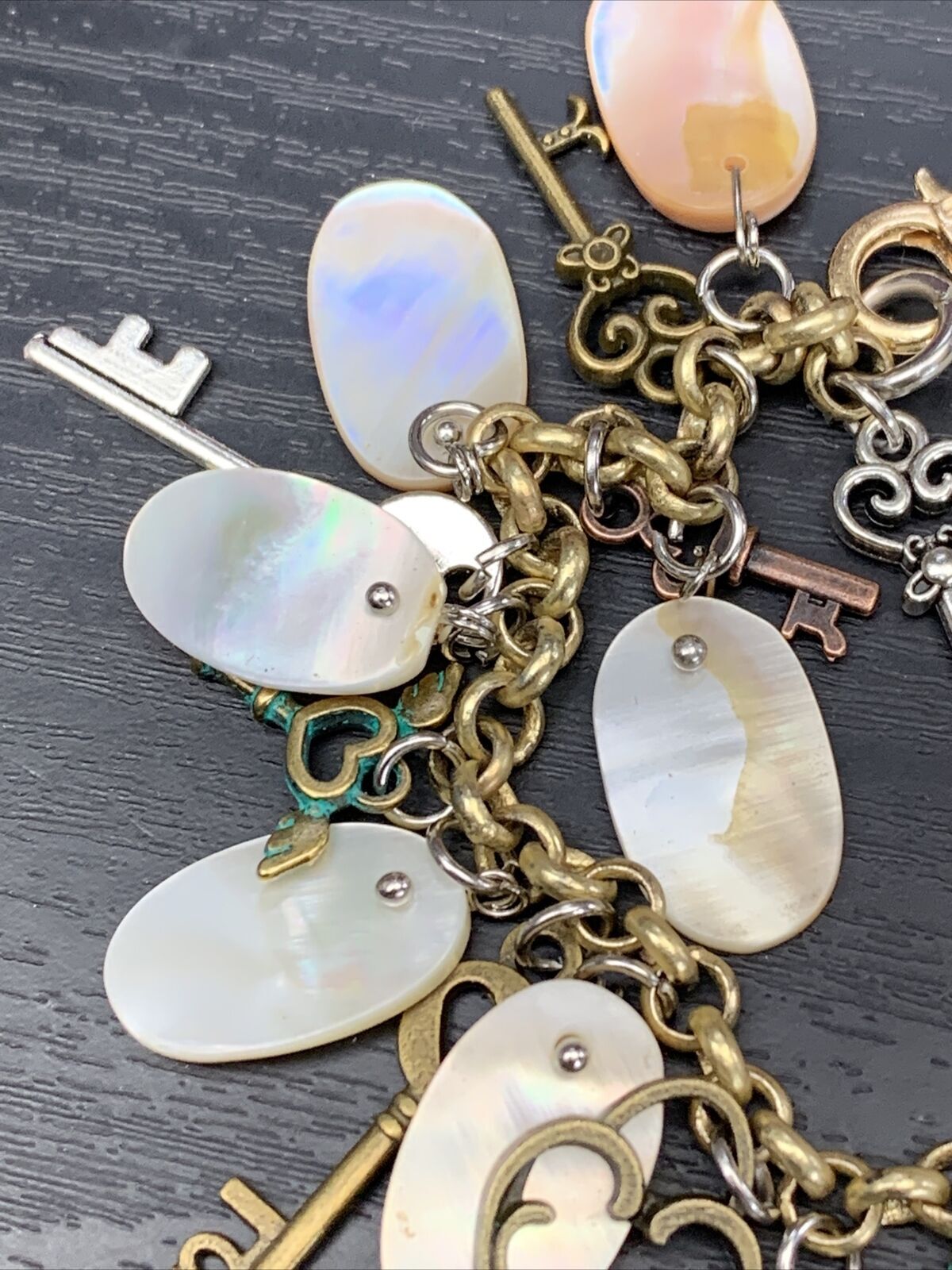 Vintage Boho Loaded MOP Skeleton key Cha Cha Charm 32… - Gem