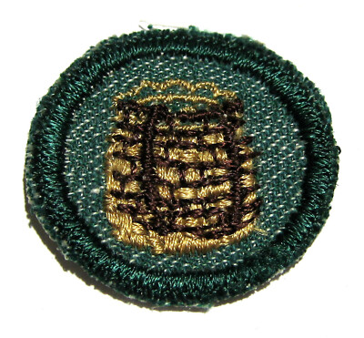 RARE 1954 Girl Scout CAMPCRAFT BADGE Wicker Basket Weaving Patch WEST ...