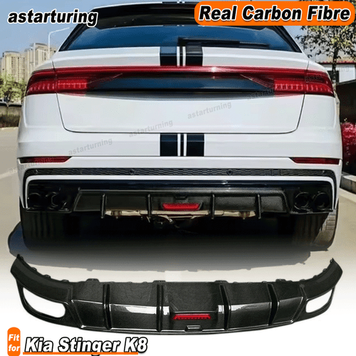 For Audi Q8 2019-2022 REAL Carbon Rear Bumper Diffuser Lip Spoiler W ...