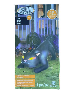 Airblown Inflatable 4FT Light Up Indoor and Outdoor Halloween Black Cat ...