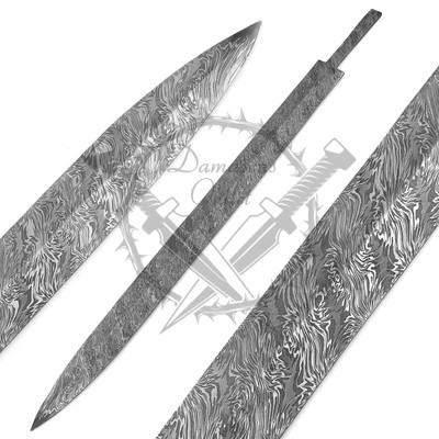 Damascus Steel Full Tang Sword Blank Blade For Sword Making, FIRE ...