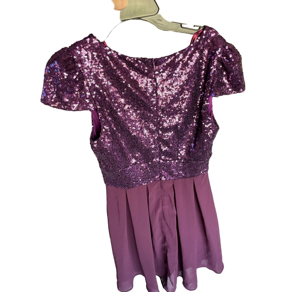 Windsor Purple Sequin Chiffon Dress Size S New with Tags Cap Sleeves ...